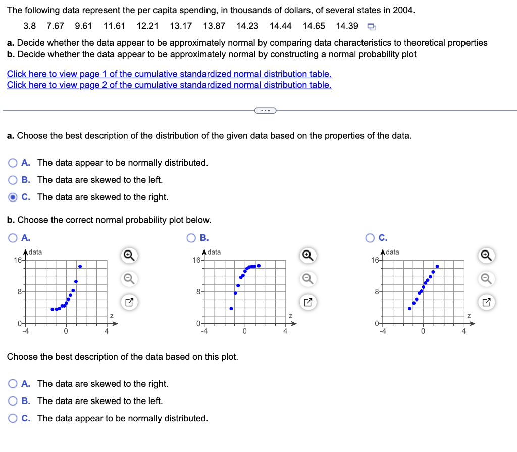 Solved a. Decide whether the data appear to be approximately | Chegg.com