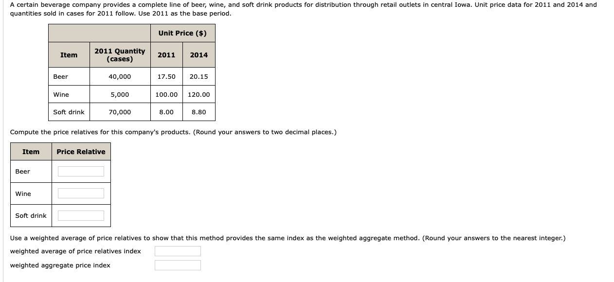 Solved A certain beverage company provides a complete line | Chegg.com