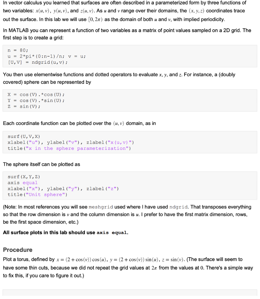 Solved In vector calculus you learned that surfaces are | Chegg.com