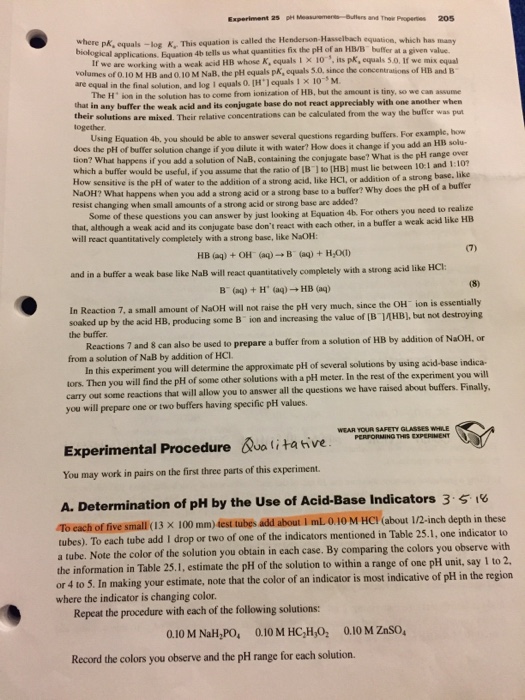 Solved Exp 25. pH Measurements-Buffers and Their Properties. | Chegg.com