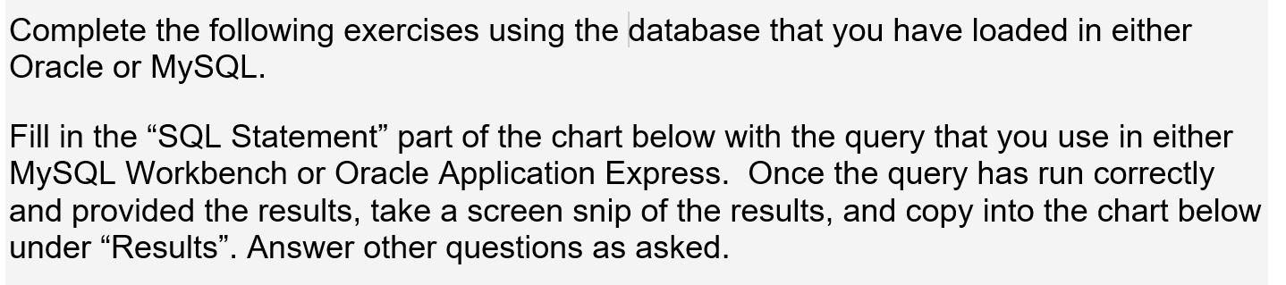 Solved need help on these sql statements please. UPDATE: I | Chegg.com