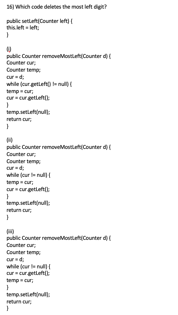Solved 11a) Which code counts the number of digits? (i) | Chegg.com