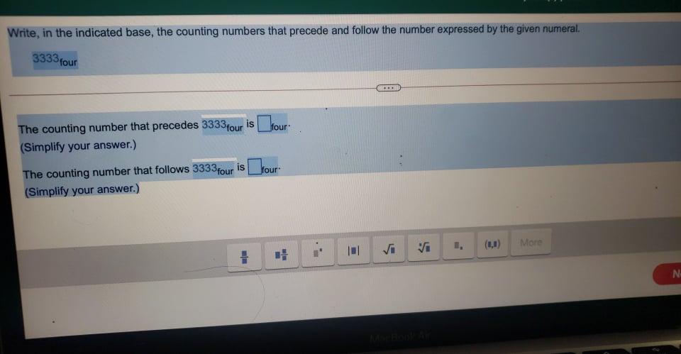 Solved Write, in the indicated base, the counting numbers | Chegg.com