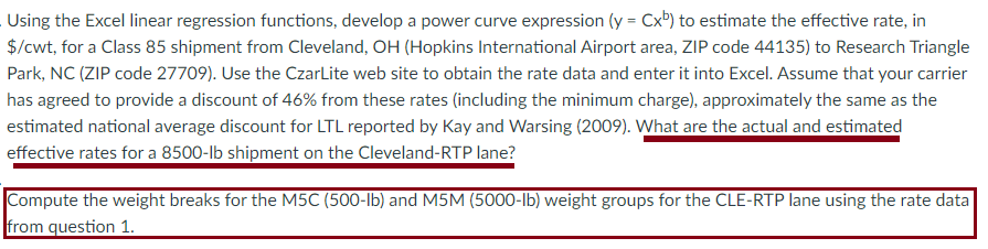 Using the Excel linear regression functions, develop | Chegg.com