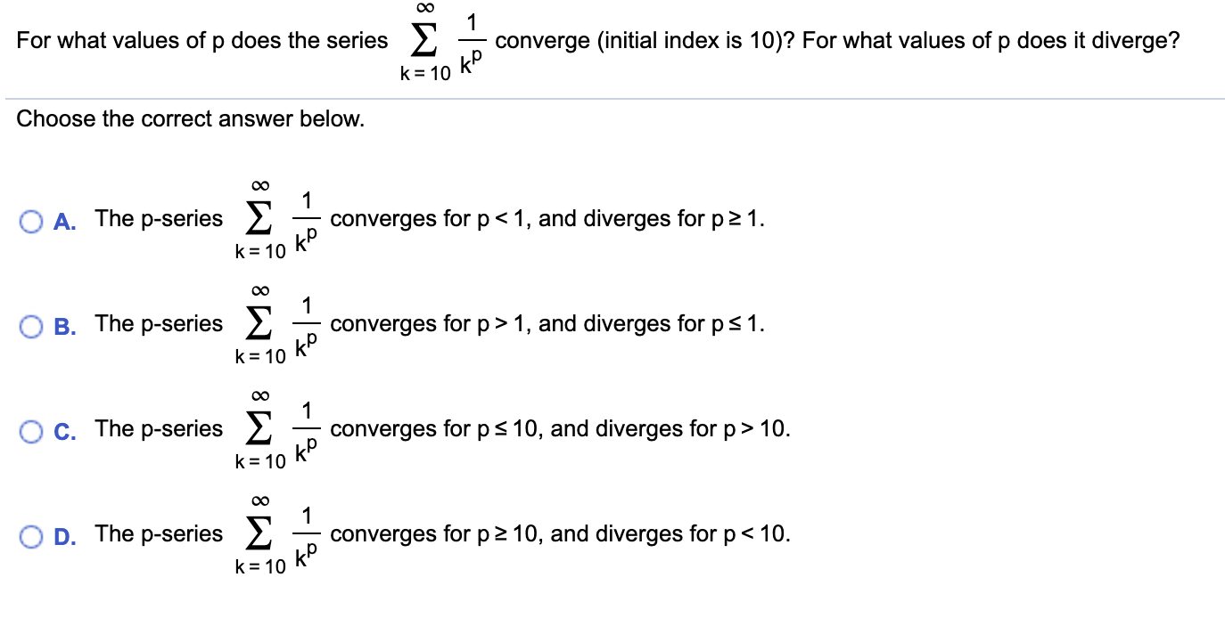 Solved 1 For What Values Of P Does The Series Converge Chegg Solved 1 For What Values Of P Does The Series Converge Chegg