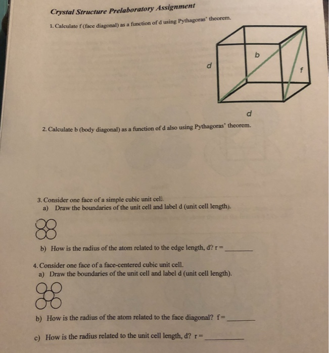 Solved Crystal Structure Prelaboratory Assignment 1. | Chegg.com