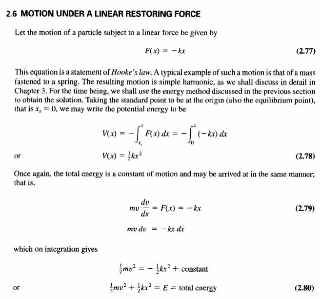Solved 2.6 MOTION UNDER A LINEAR RESTORING FORCE Let the | Chegg.com
