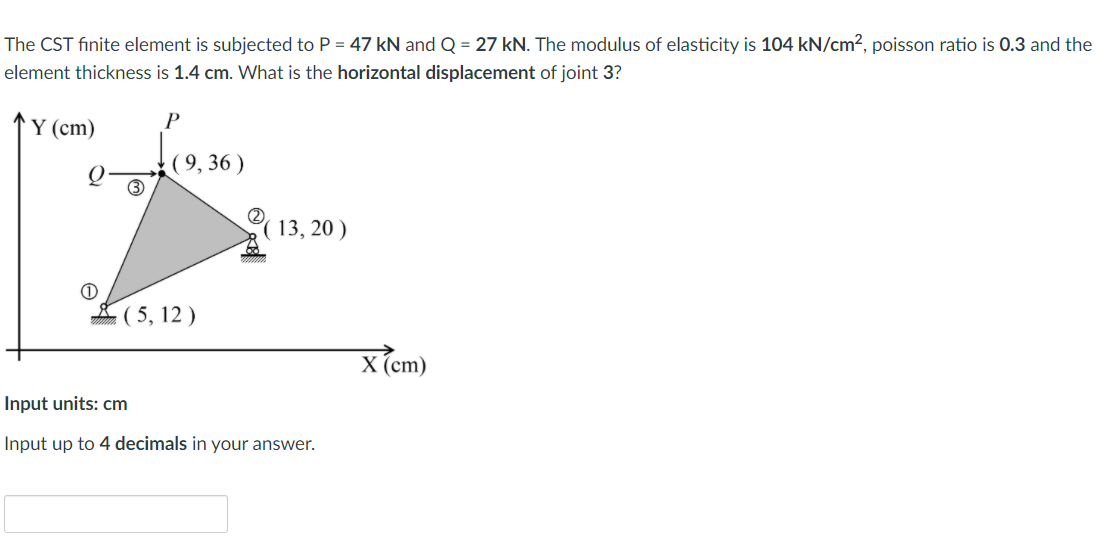 Solved The CST finite element is subjected to P = 47 kN and | Chegg.com