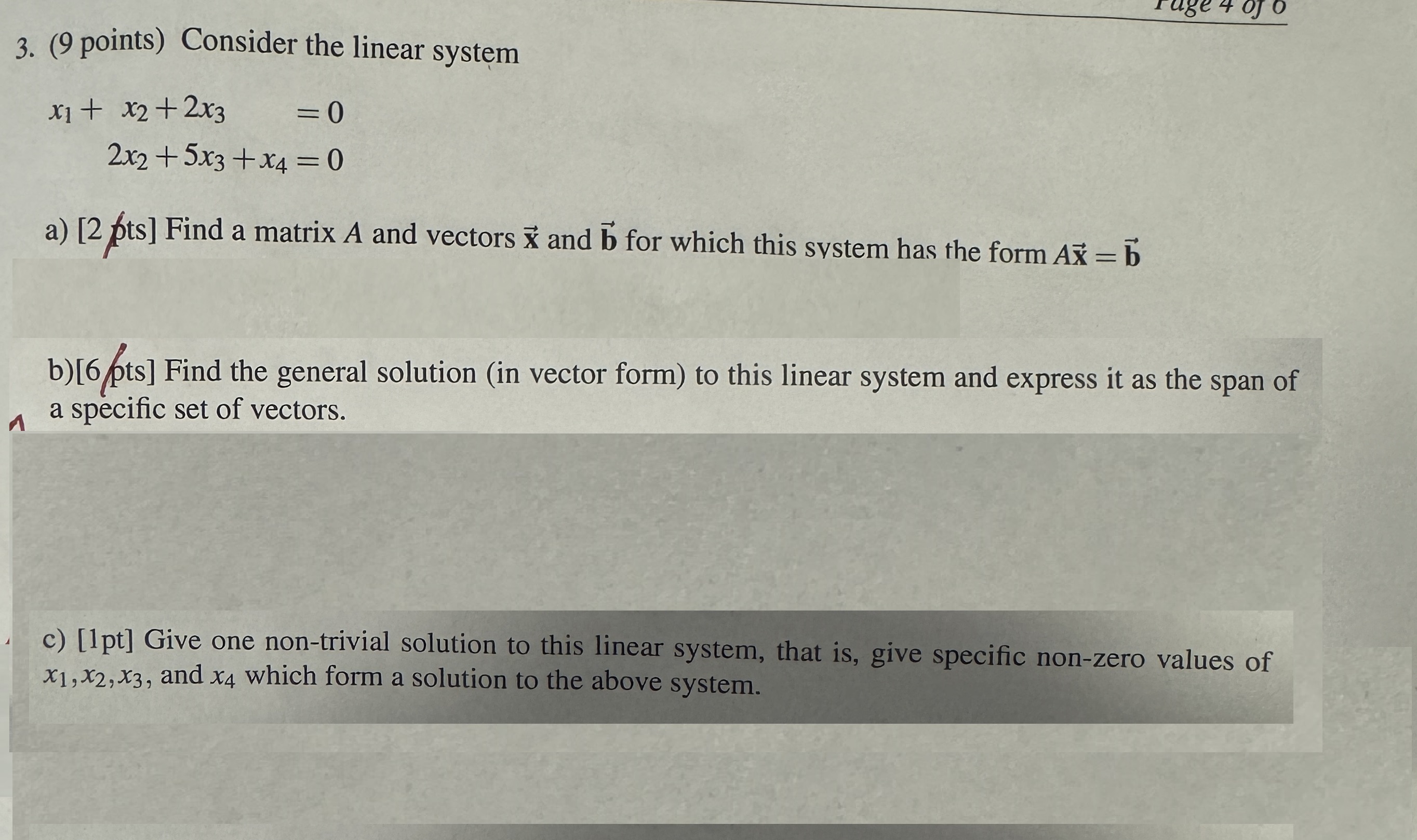 Solved 3. (9 points) Consider the linear system | Chegg.com