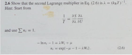 Solved 2.6 ﻿Show that the second Lagrange multiplier in | Chegg.com