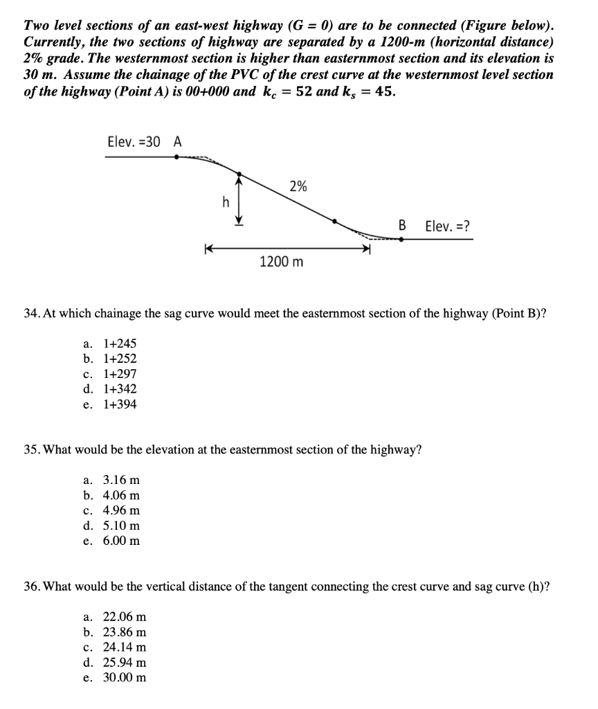 Solved Two level sections of an east-west highway (G = 0) | Chegg.com