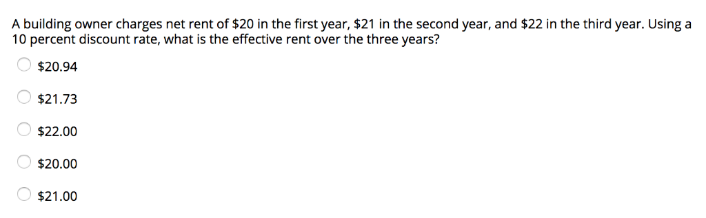 Solved A building owner charges net rent of $20 in the first | Chegg.com