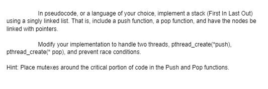 Solved In pseudocode, or a language of your choice, | Chegg.com