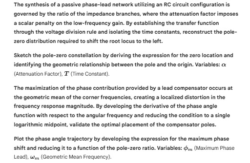 Solved The synthesis of a passive phase-lead network | Chegg.com
