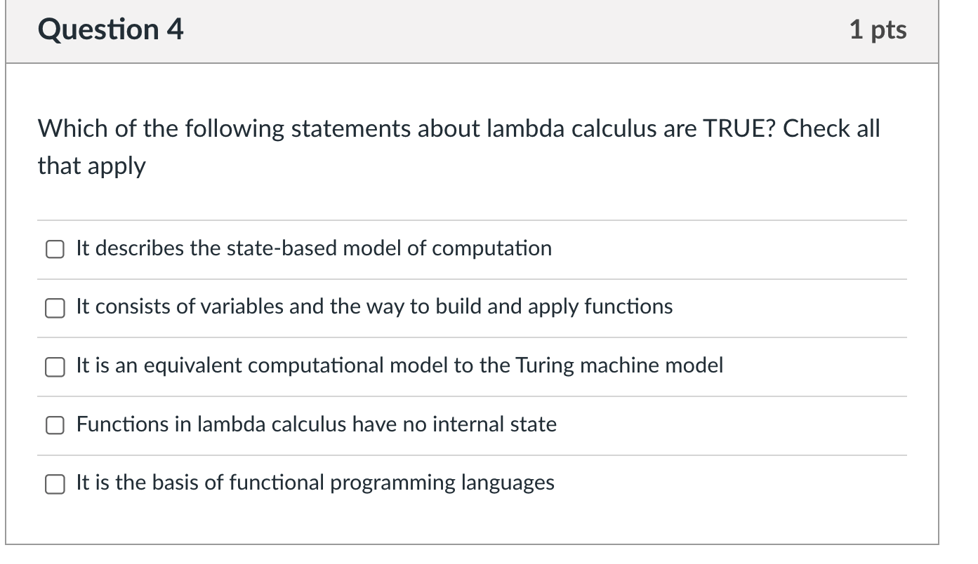 Solved Which of the following statements about lambda | Chegg.com