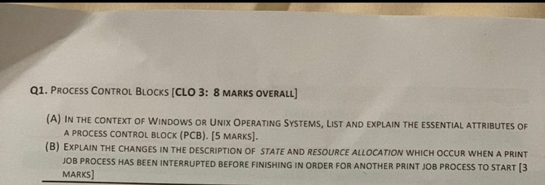 Q1. PROCESS CONTROL BLOCKS (CLO 3: 8 MARKS OVERALL | Chegg.com
