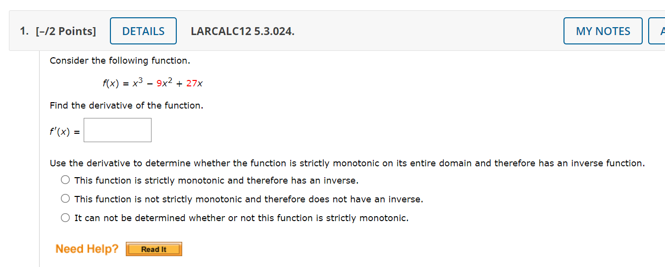 Solved Consider the following function. f(x)=x3−9x2+27x Find | Chegg.com