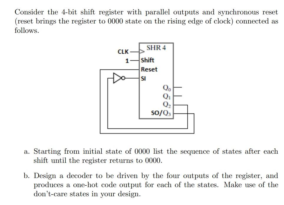 Solved Consider the 4-bit shift register with parallel | Chegg.com