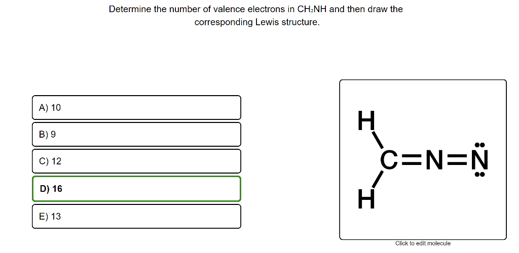 Solved Determine the number of valence electrons in CH2NH | Chegg.com