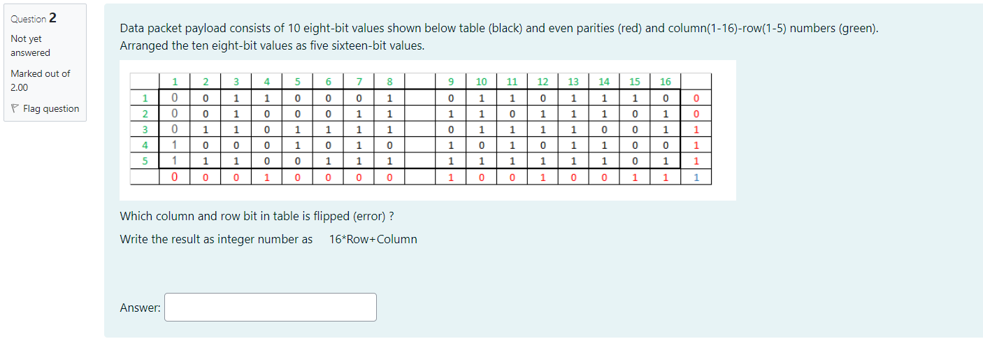 Solved Data packet payload consists of 10 eight-bit values | Chegg.com