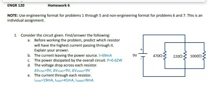 Solved ENGR 120 Homework 6 NOTE: Use engineering format for | Chegg.com