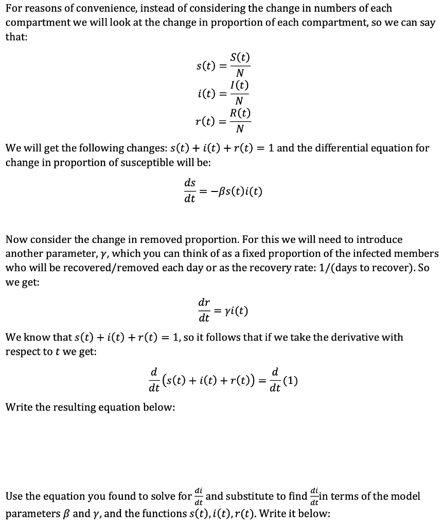 Solved This project will investigate the SIR model and use | Chegg.com