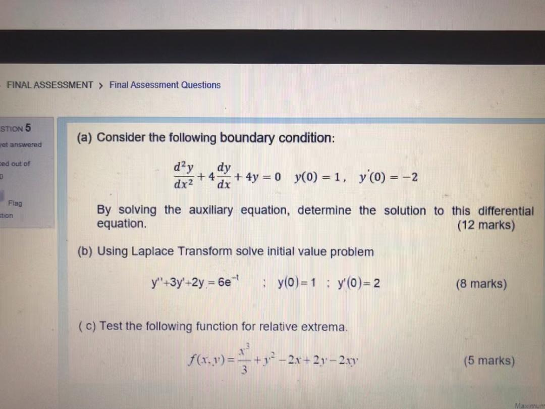 Solved FINAL ASSESSMENT > Final Assessment Questions STION 5 | Chegg.com