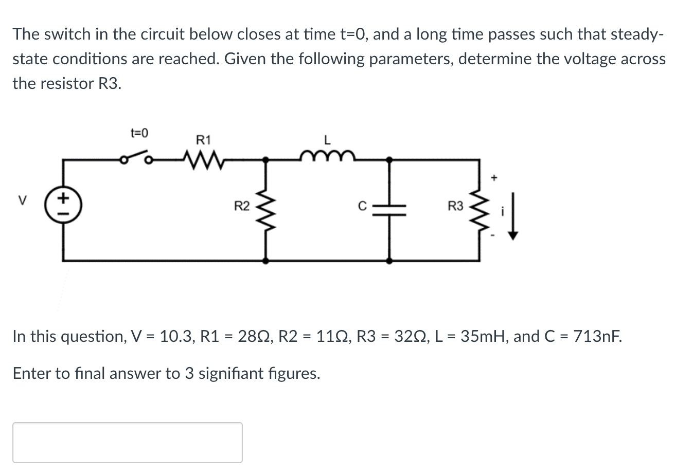 Solved The switch in the circuit below closes at time t=0, | Chegg.com