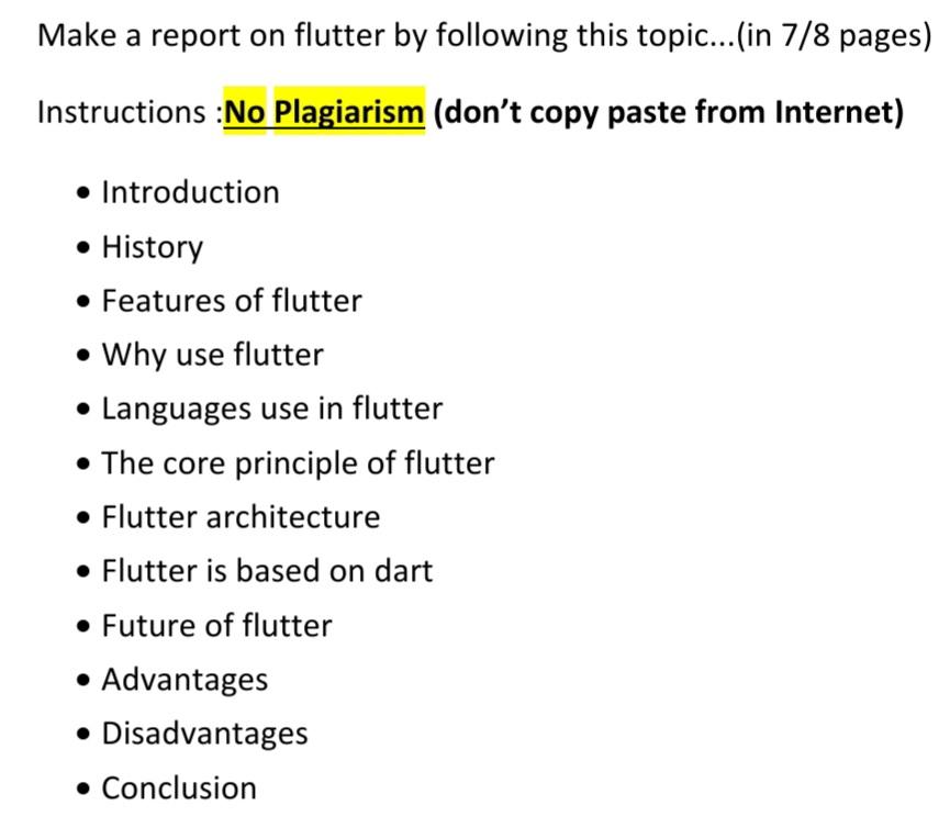 Solved Make a report on flutter by following this | Chegg.com