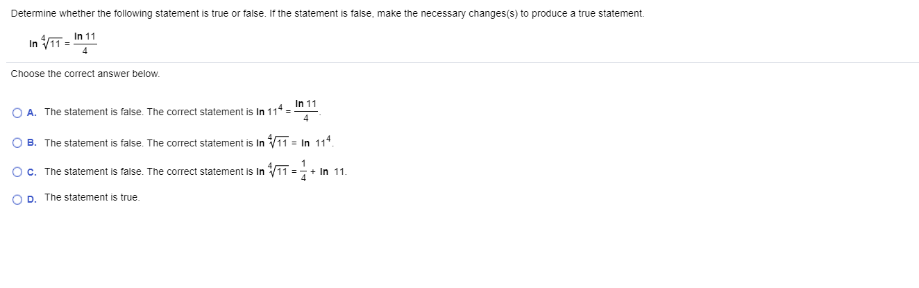 Solved Determine whether the following statement is true or | Chegg.com