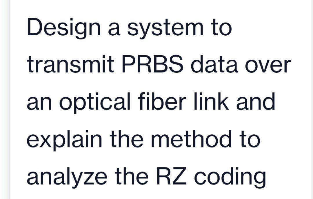 Solved Design a system to transmit PRBS data over an optical | Chegg.com