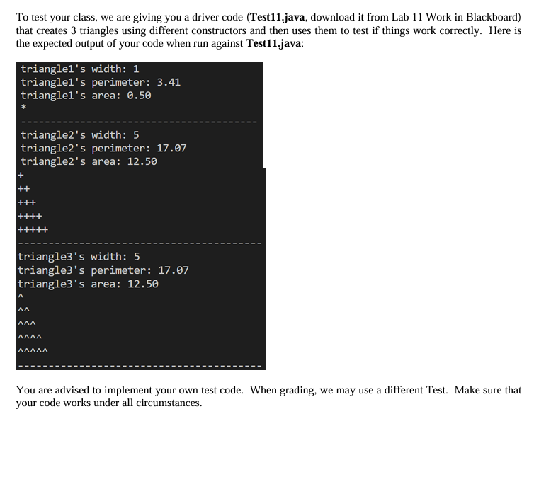 Solved Rules: - You are asked to implement Triangle.java as | Chegg.com