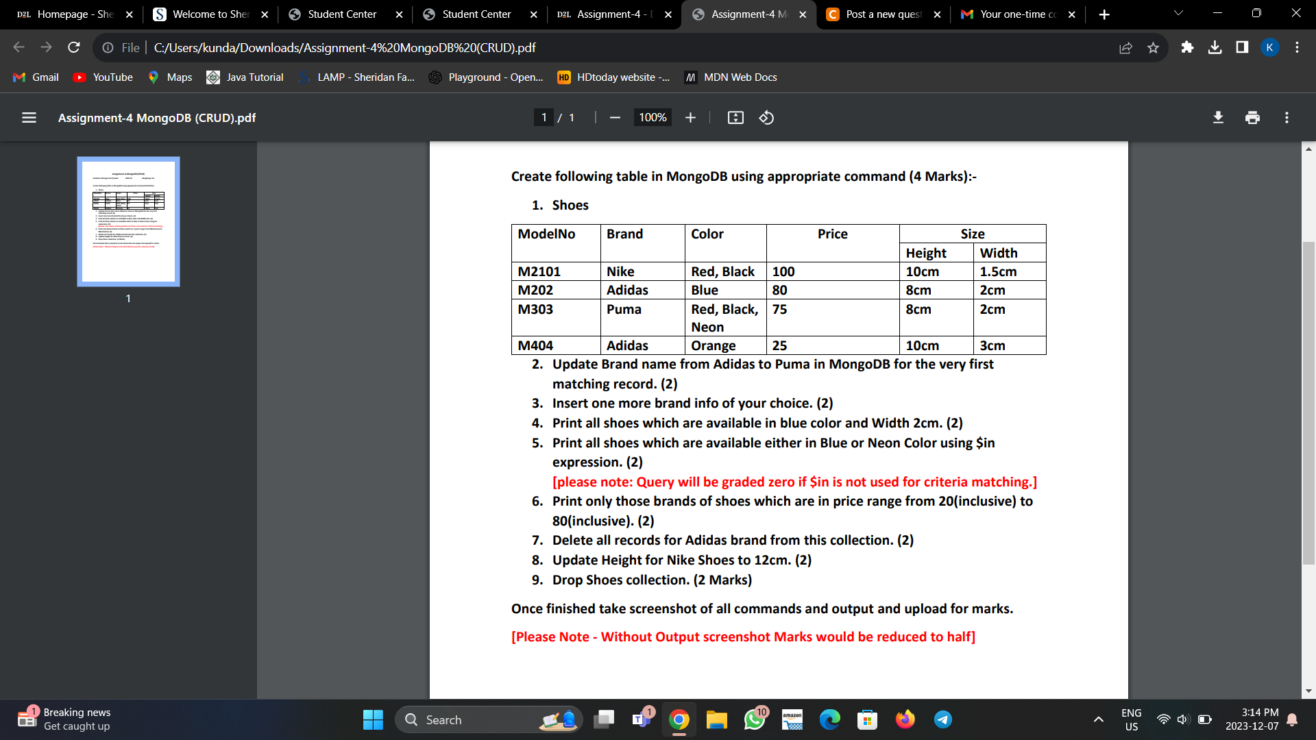 Solved Create Following Table In Mongodb Using Appropriate 