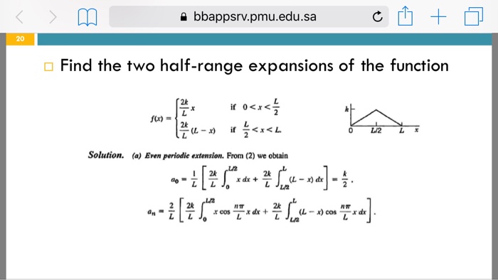 Solved Find the two half-range expansions of the function | Chegg.com