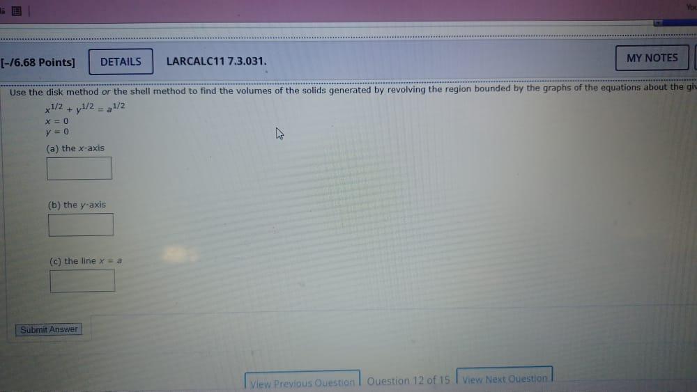 Solved [-76.68 Points] DETAILS LARCALC11 7.3.031. MY NOTES | Chegg.com