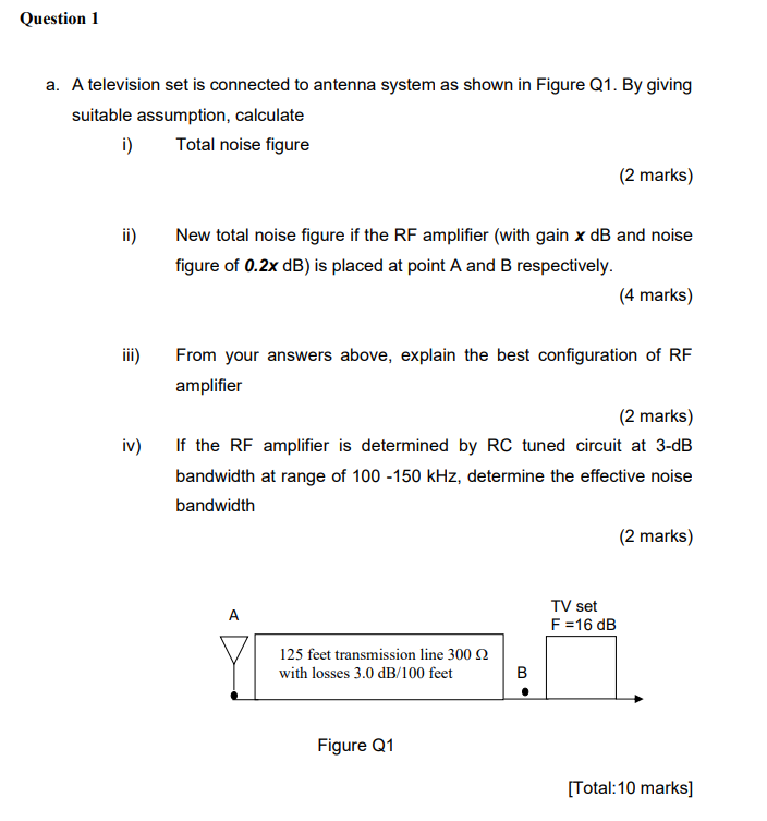 Solved Question 1 a. A television set is connected to | Chegg.com