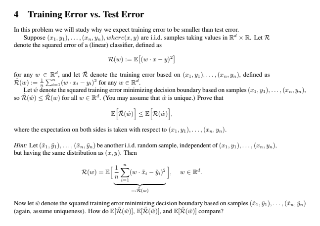 4 Training Error vs. Test Error In this problem we | Chegg.com 4 Training Error vs. Test Error In this problem we | Chegg.com