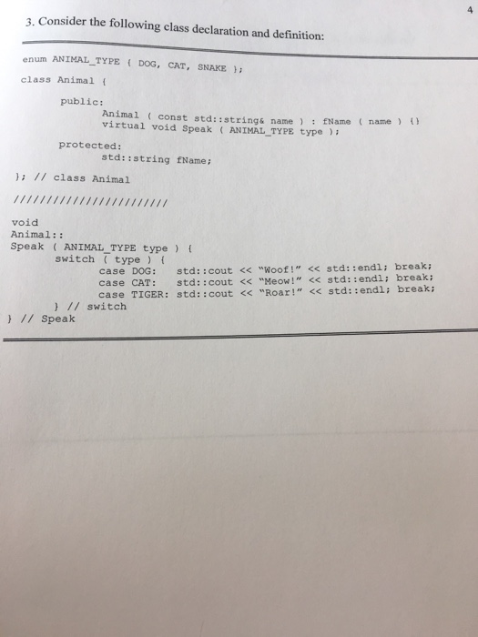 4 3. Consider the following class declaration and | Chegg.com