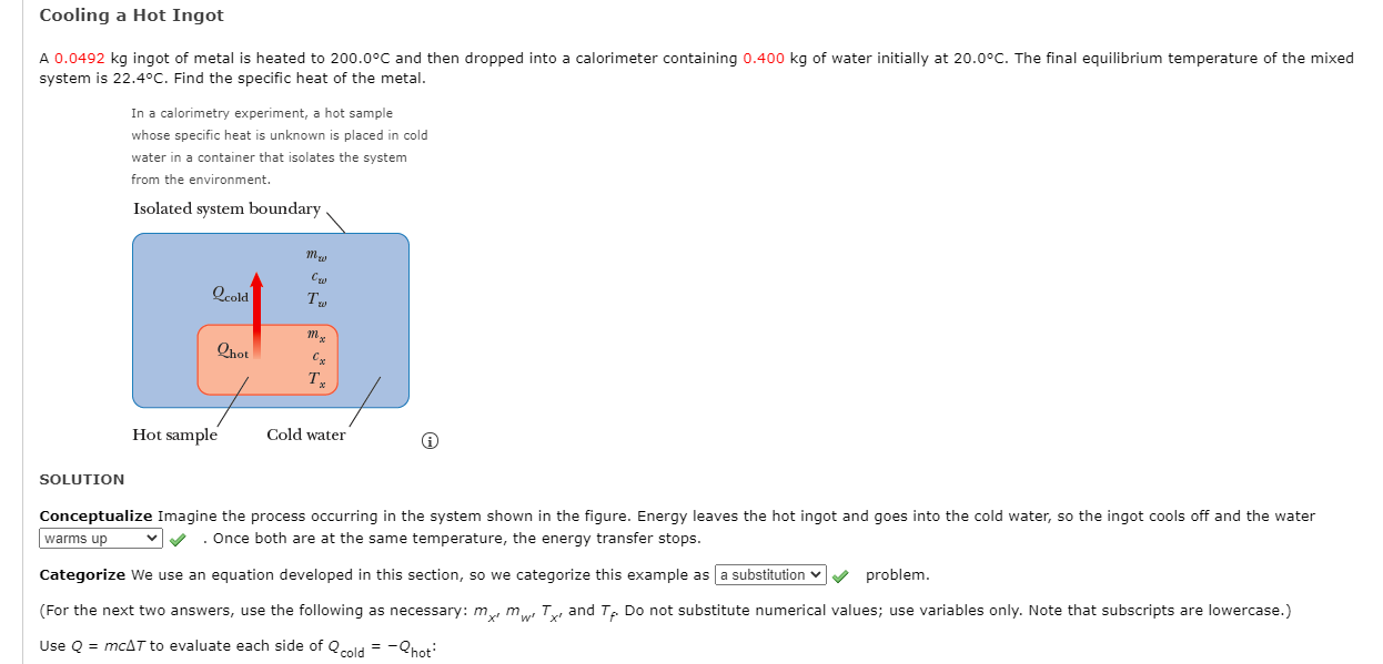 Solved Cooling a Hot Ingot A 0.0492 kg ingot of metal is | Chegg.com