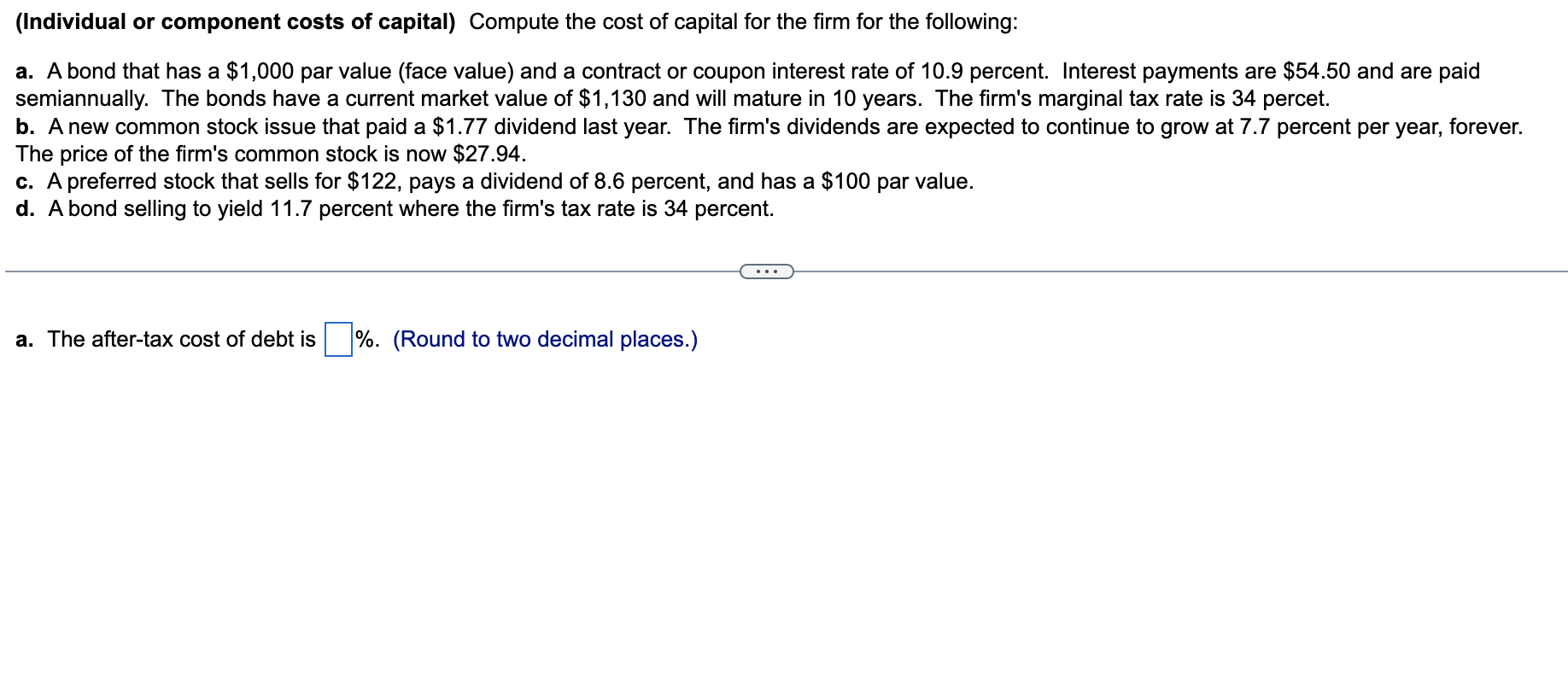Solved (Individual or component costs of capital) ﻿Compute | Chegg.com