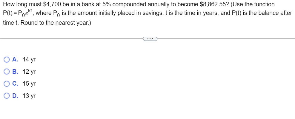 Solved How long must $4,700 be in a bank at 5% compounded | Chegg.com