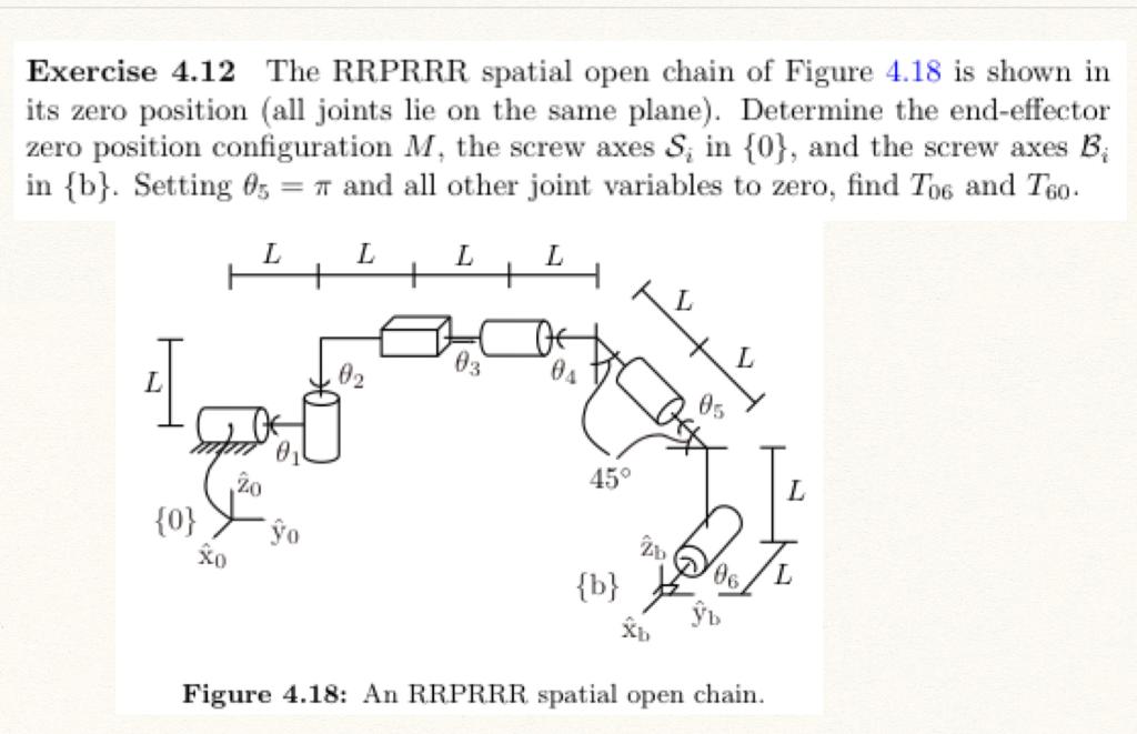 Solved Exercise 4.12 The RRPRRR spatial open chain of Figure | Chegg.com
