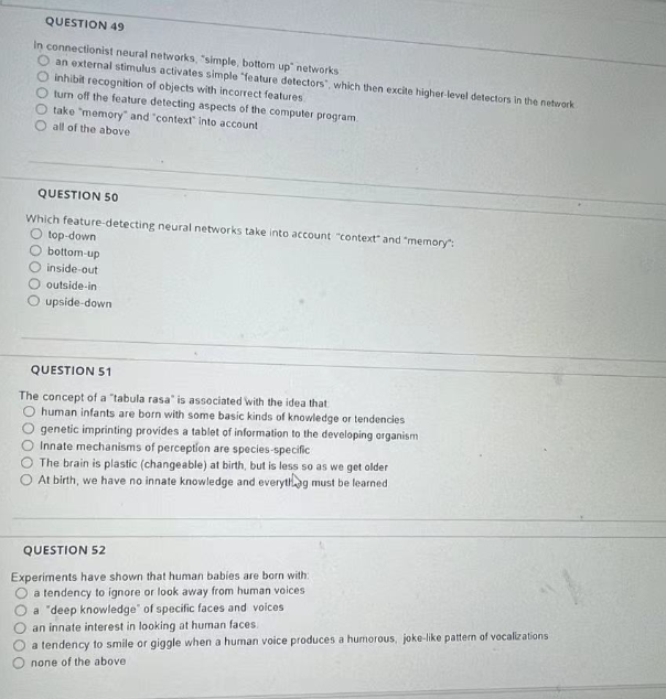 Solved QUESTION 49 In connectionist neural networks, simple, | Chegg.com