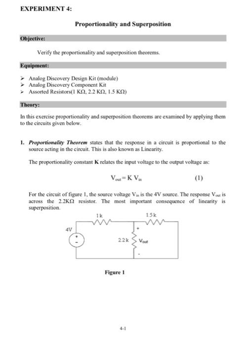 Solved EXPERIMENT 4: Proportionality and Superposition | Chegg.com