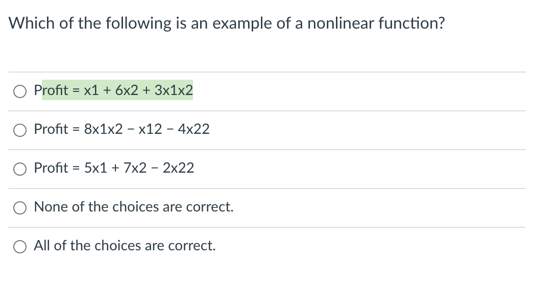 Solved Which of the following is an example of a nonlinear | Chegg.com