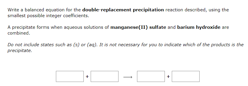 Solved Write a balanced equation for the double-replacement | Chegg.com