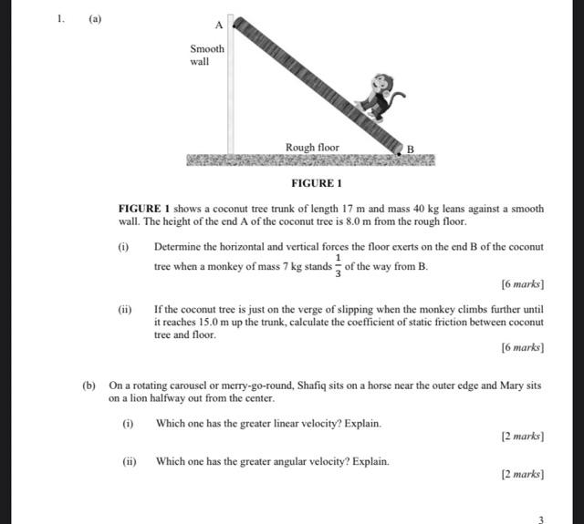 Solved FIGURE 1 shows a coconut tree trunk of length 17 m | Chegg.com