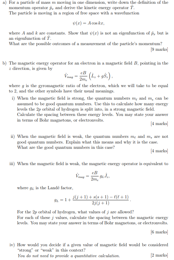 Solved a) For a particle of mass m moving in one dimension, | Chegg.com