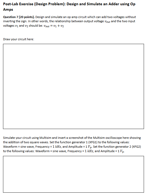 Solved Post-Lab Exercise (Design Problem): Design and | Chegg.com