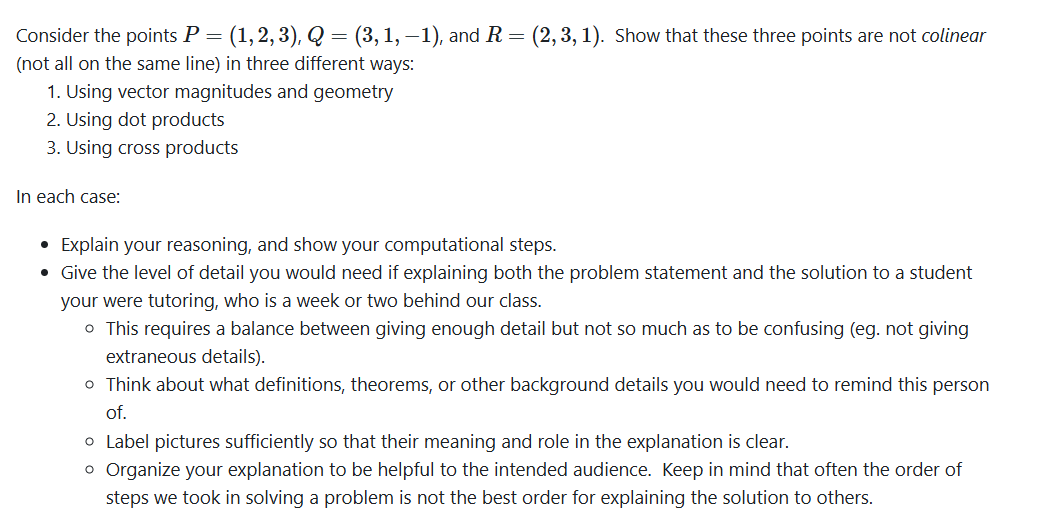 Solved Consider the points \( ﻿P=(1,2,3), ﻿Q=(3,1,-1) \), | Chegg.com